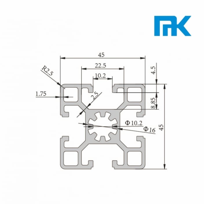 Profile 45x45 10mm slot - GAP Engineering